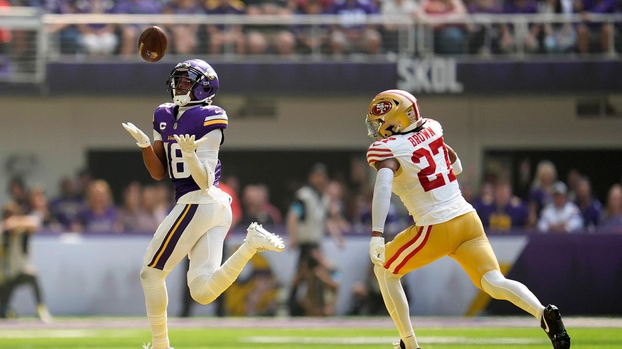Vikings enjoy 97-yard Darnold-to-Jefferson TD pass for early spark in win vs. 49ers - Newsday