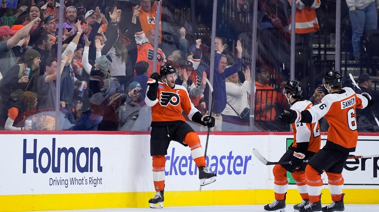 Couturier's hat trick lifts Flyers to 7-5 win over Wild, snapping 6 ...