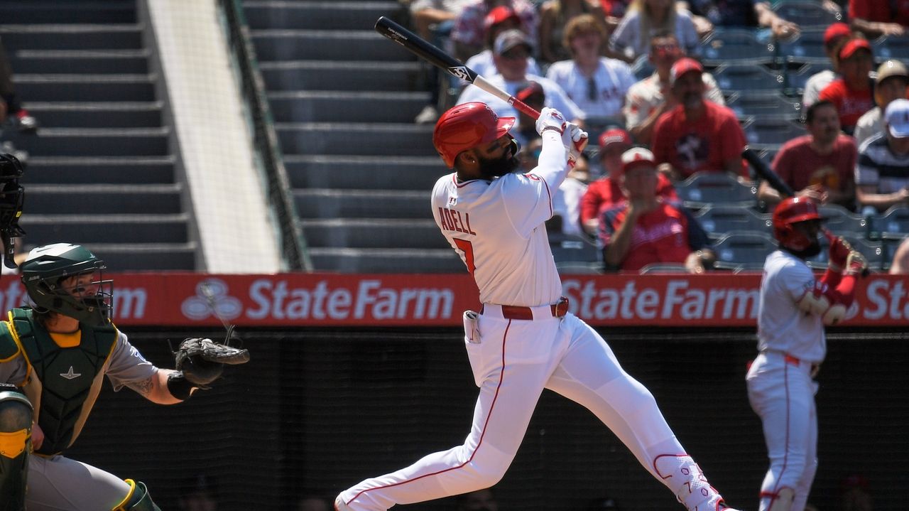 Adell homers and Angels sweep A's 6-5 despite Rooker's 2 homers - Newsday