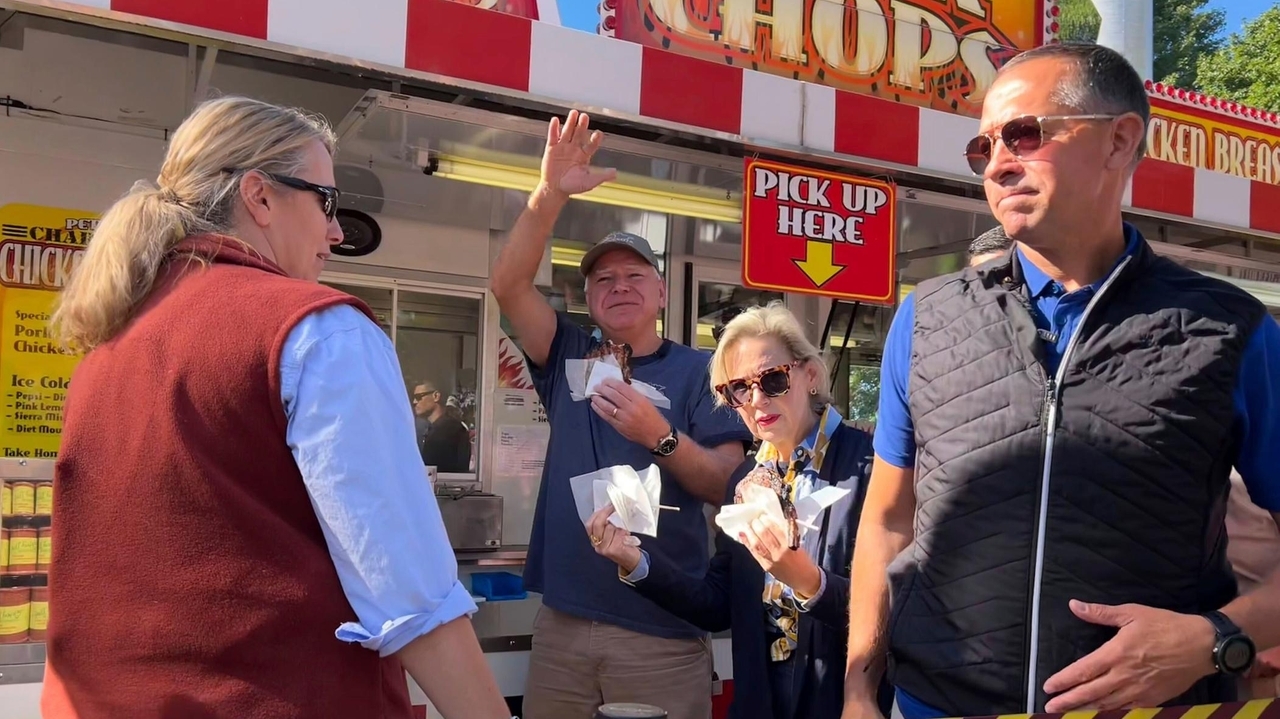 It's a pork chop on a stick and a vanilla shake for Tim Walz at the ...