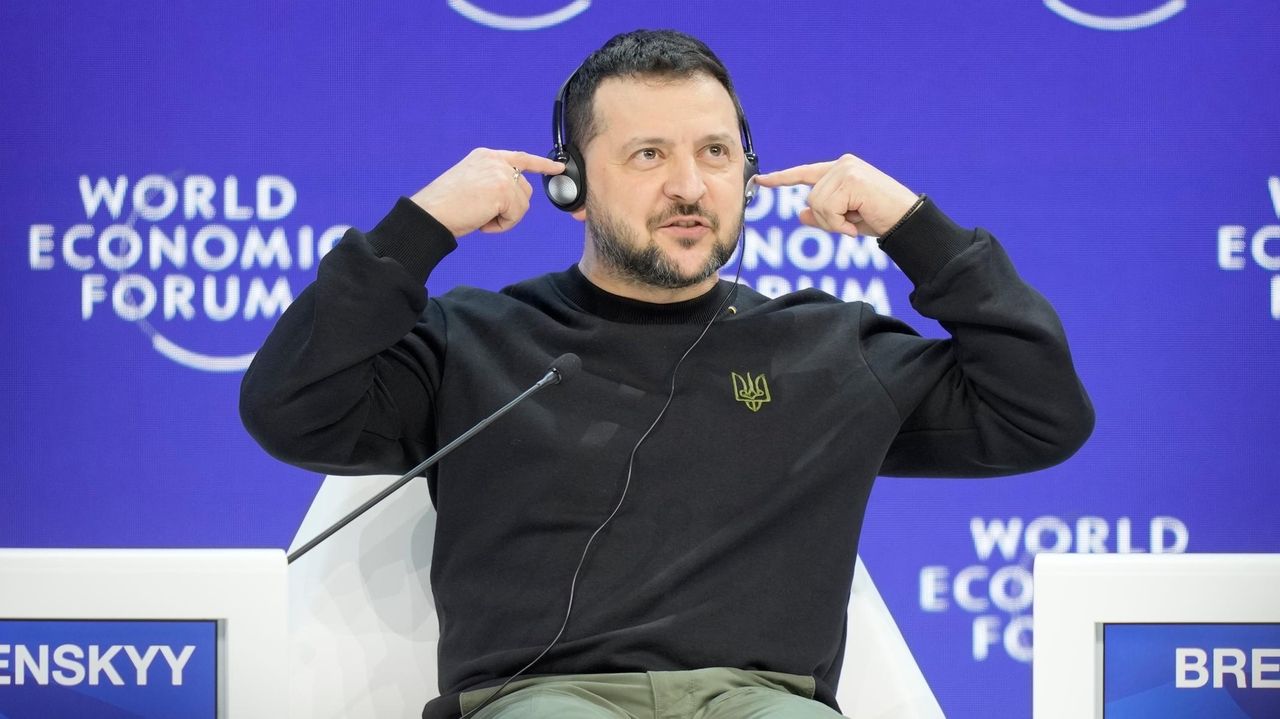 At Davos, Zelenskyy lashes out at Putin and presses allies to boost ...
