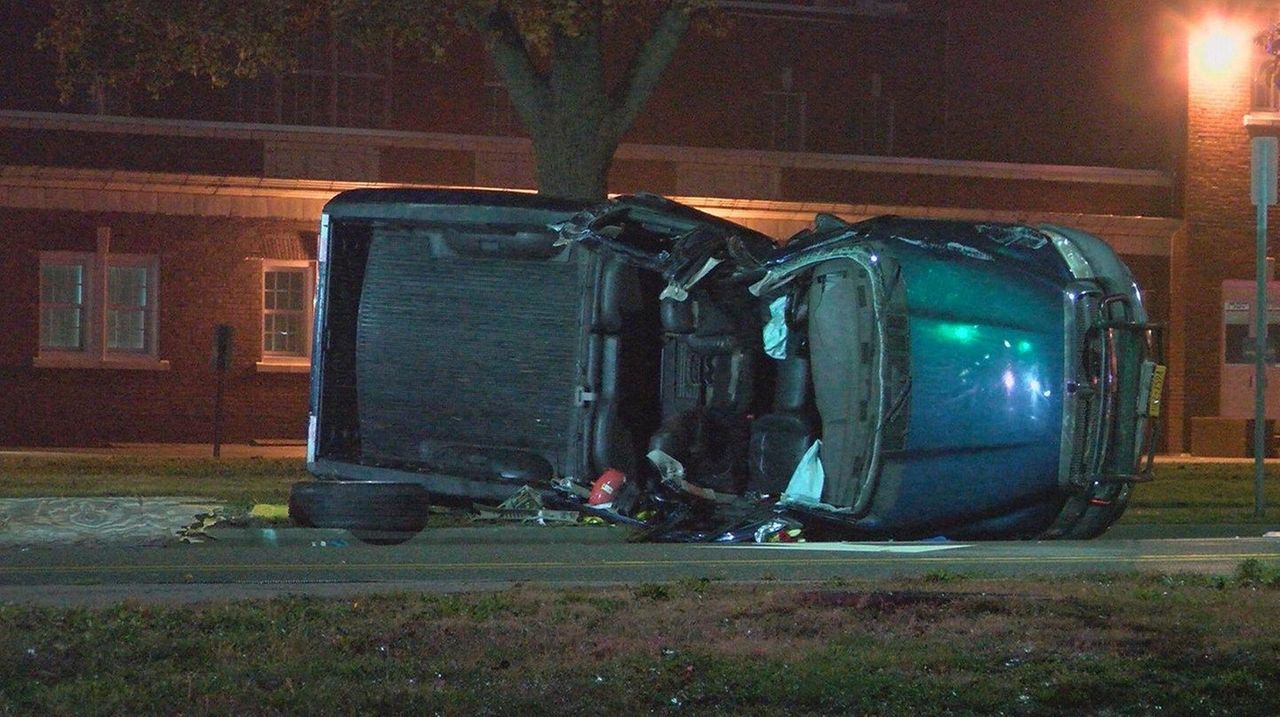 Police: Driver hurt in pickup truck overturn in Central Islip - Newsday