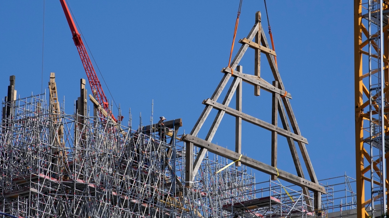 Oak trusses raised to roof of fire-ravaged Notre Dame Cathedral as ...