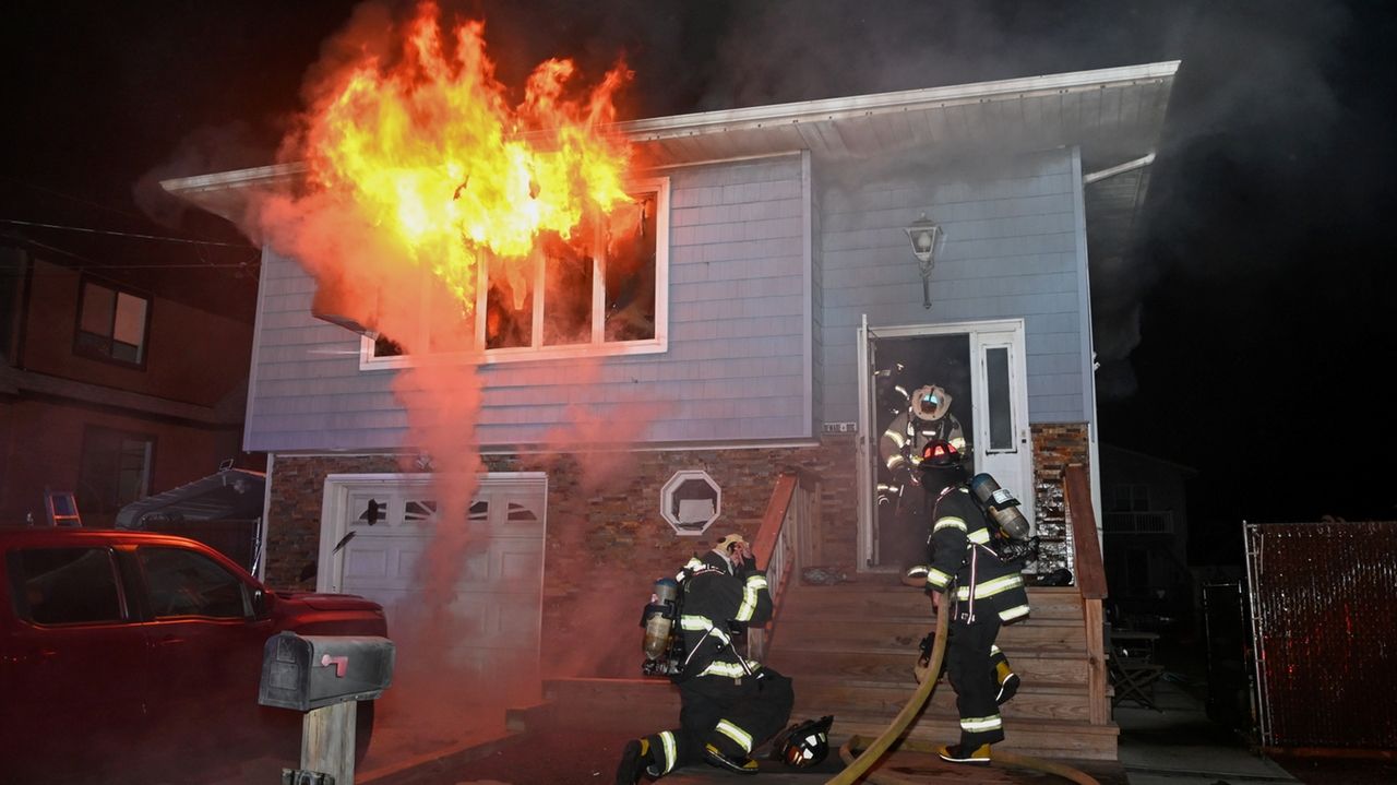 Copiague house fire injures a resident, several firefighters and a dog ...