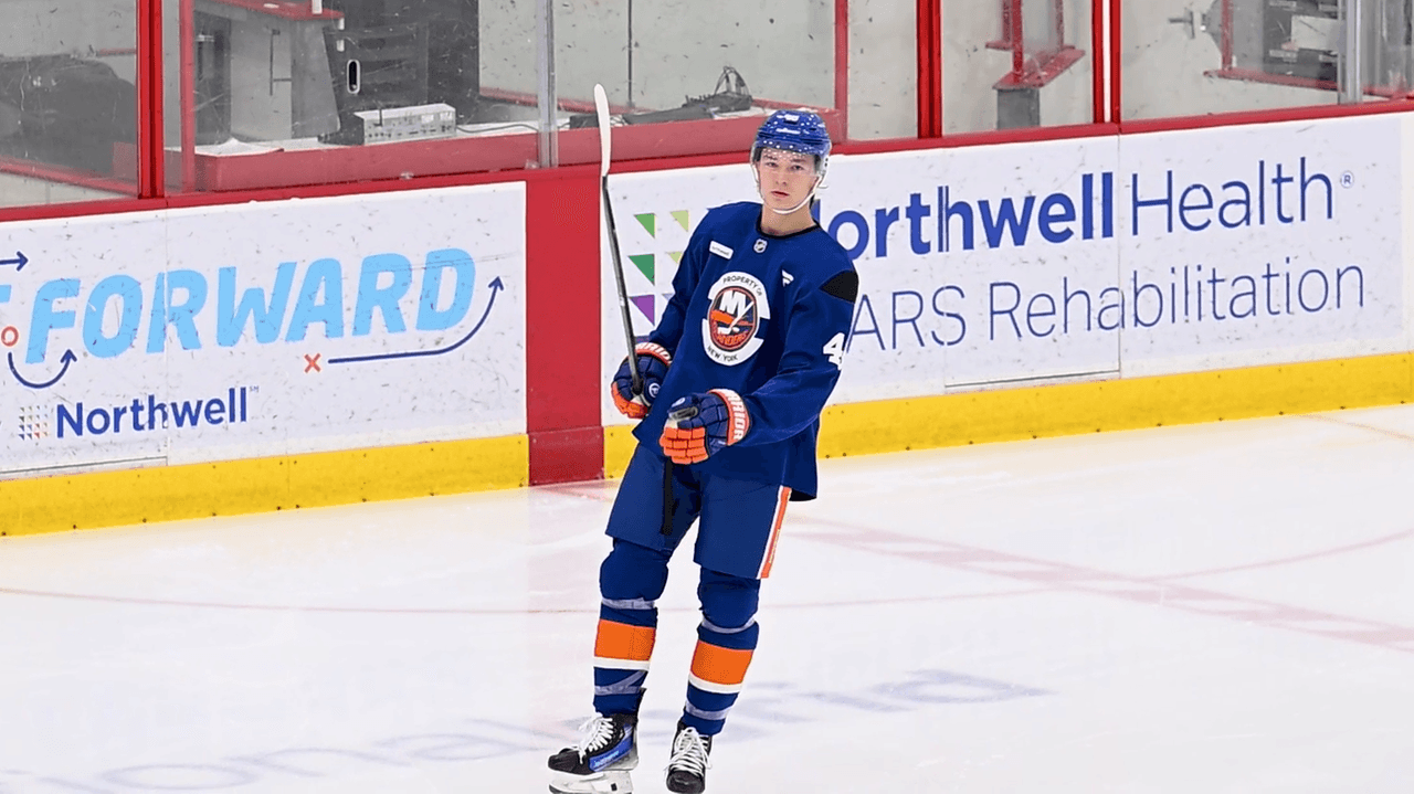 Matthew Schaefer, the Islanders' No. 1 draft pick, takes the ice for ...