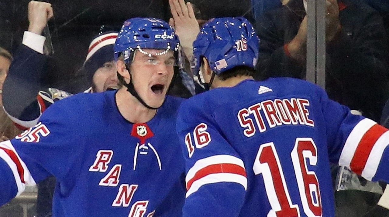 Rangers defenseman Ryan Lindgren scores his first NHL goal against the ...