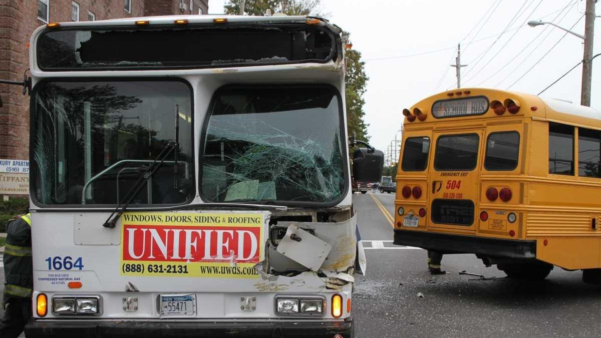 School bus-MTA bus crash injures 27 - Newsday