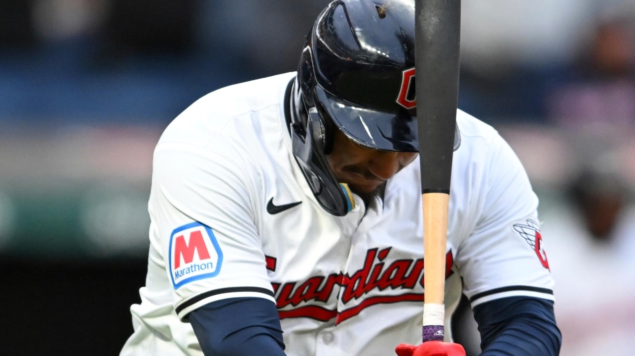 Batman: Guardians slugger Josh Naylor celebrates his homer by striking ...