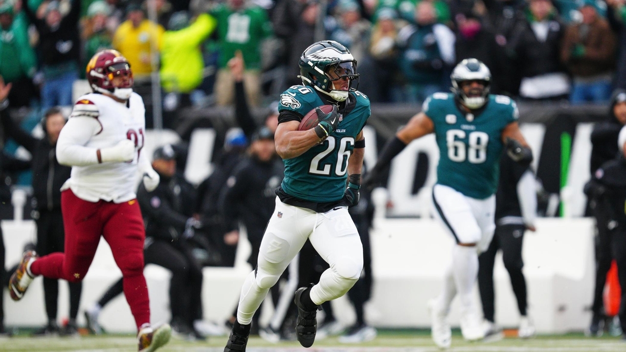 Eagles' Saquon Barkley shines for Eagles with 3 touchdowns in NFC title ...