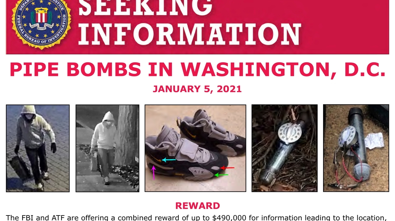 FBI releases new video of a suspect planting a pipe bomb near DNC ...