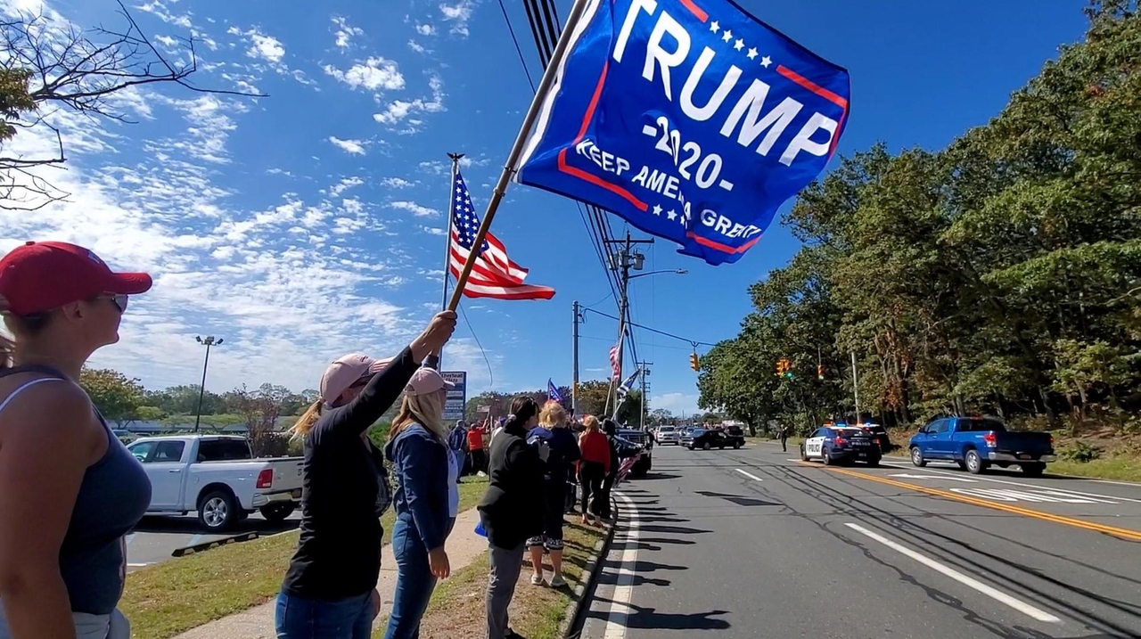 Demonstrators rally in support of Donald Trump in Riverhead - Newsday
