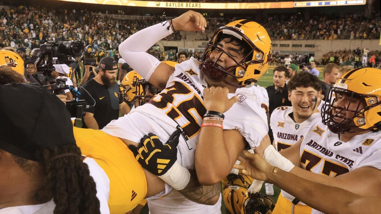 Defending Big 12 champion Arizona State wins league opener 27-24 at ...