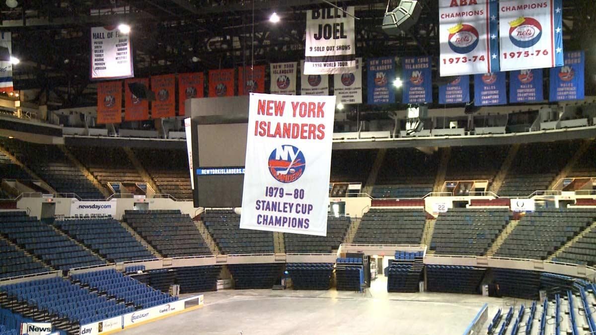 Islanders' Stanley Cup banners lowered from Nassau Coliseum rafters ...