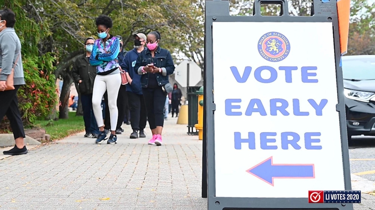 Long lines as early voting begins on Long Island - Newsday
