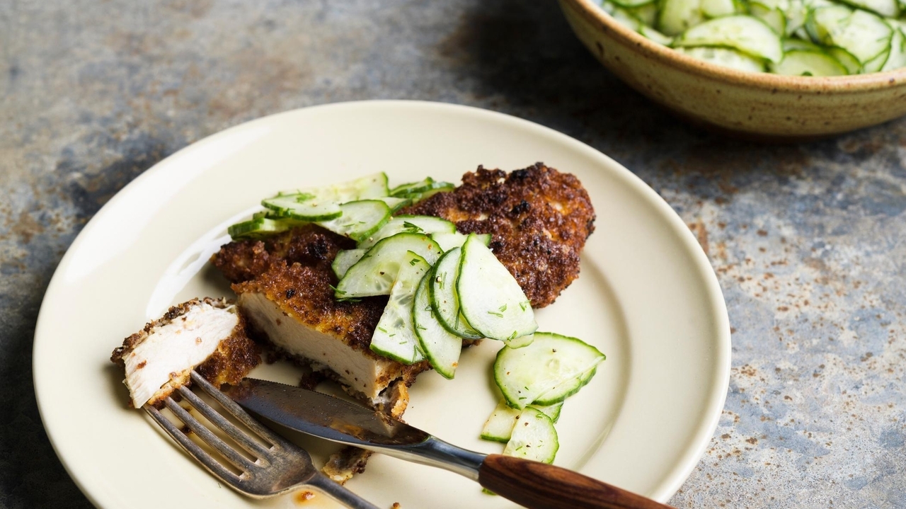 Whole-grain Dijon gives pan-fried chicken cutlets bright, pleasantly ...
