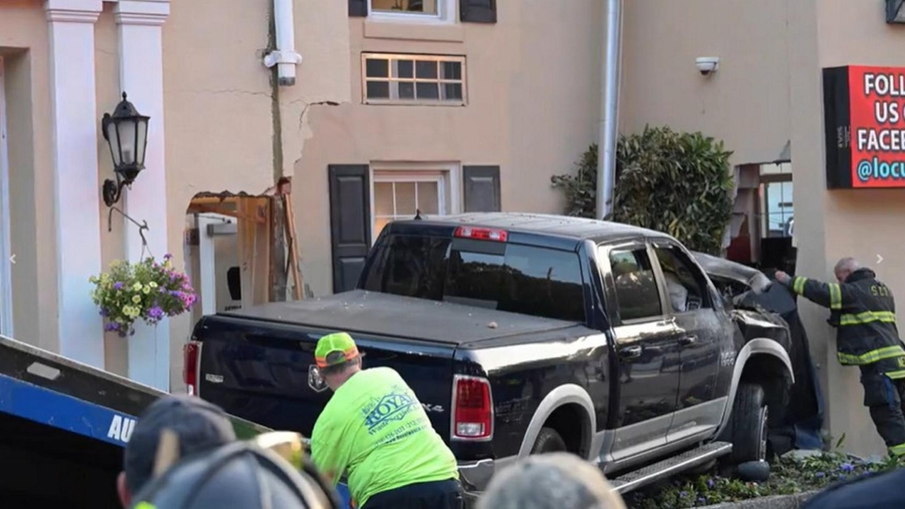 Truck slams into Locust Valley firehouse, driver hospitalized - Newsday