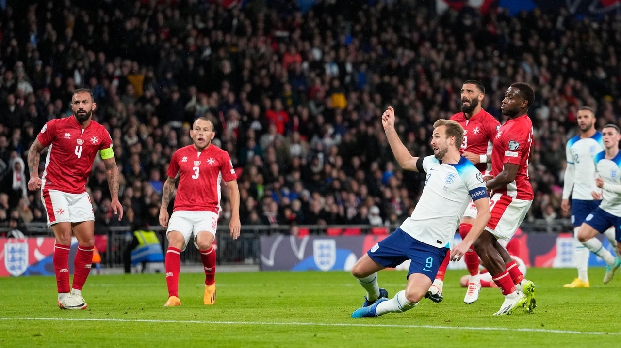 Harry Kane scores after yellow card for diving as England beats Malta 2 ...
