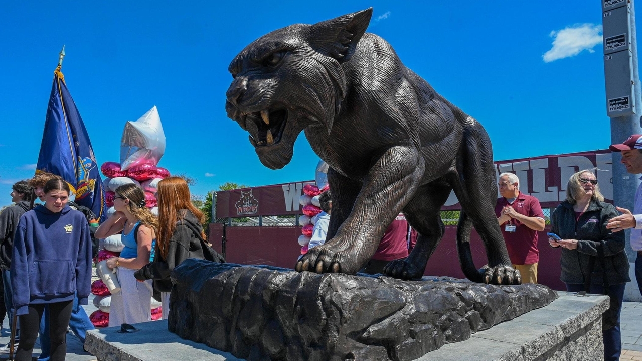 Walt Whitman High School unveils new Wildcat statue - Newsday