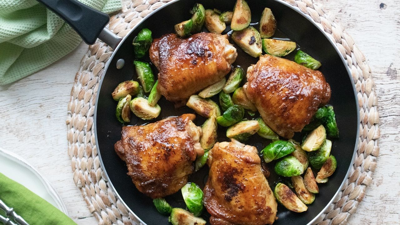 Chicken recipe with maple-cider glaze and Brussels sprouts - Newsday