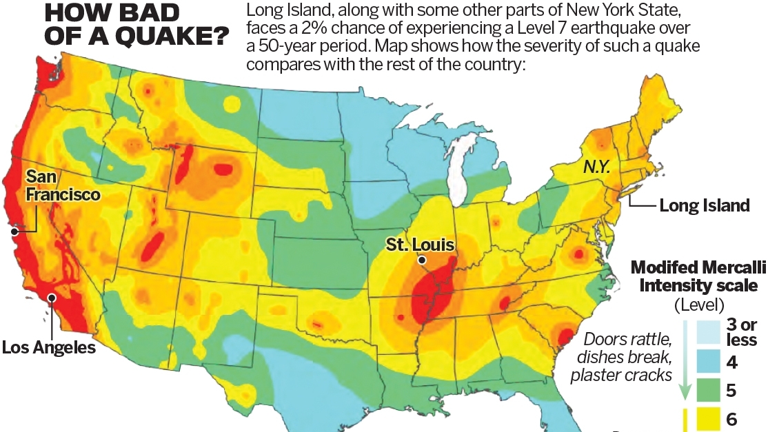 Long Island's 50-year quake forecast: slight chance, but with damage ...