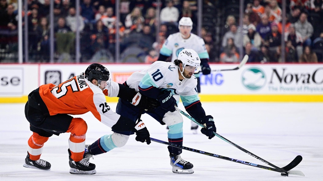 Couturier scores go-ahead goal, Flyers top Kraken 3-2 for 3rd straight ...