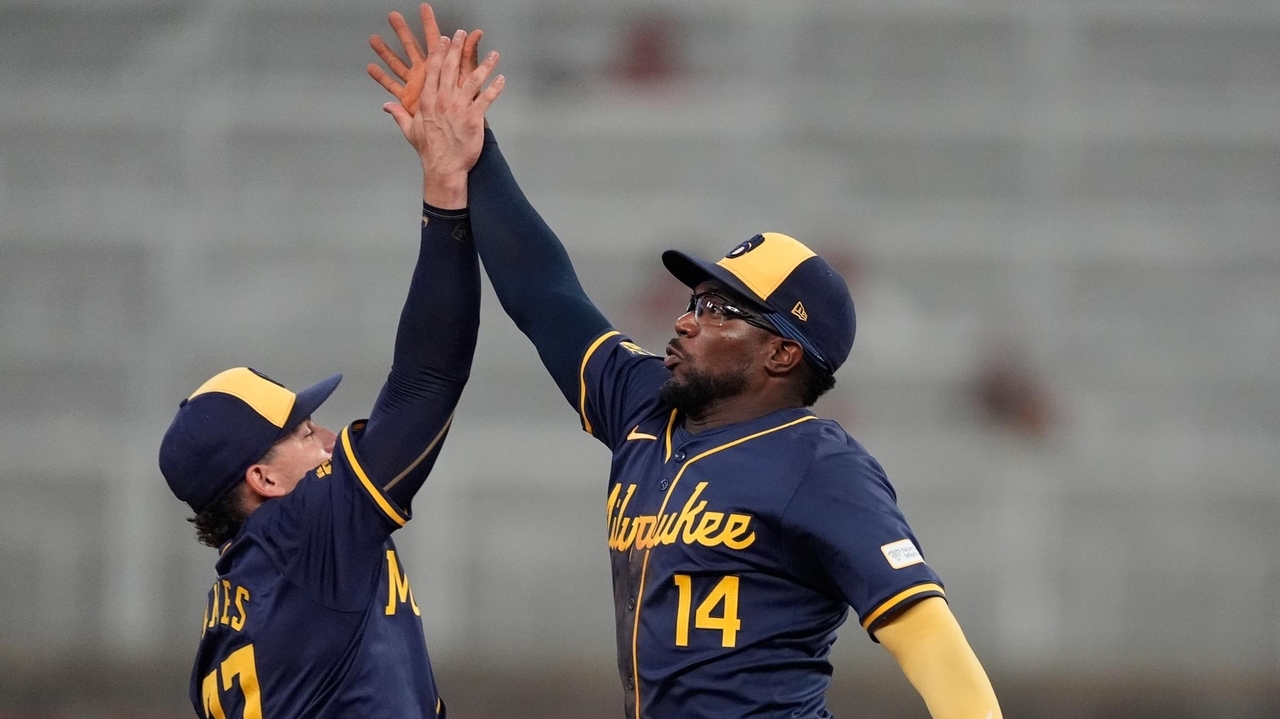 Blake Perkins has 3 of the Brewers' 16 hits in an 8-5 victory over the ...