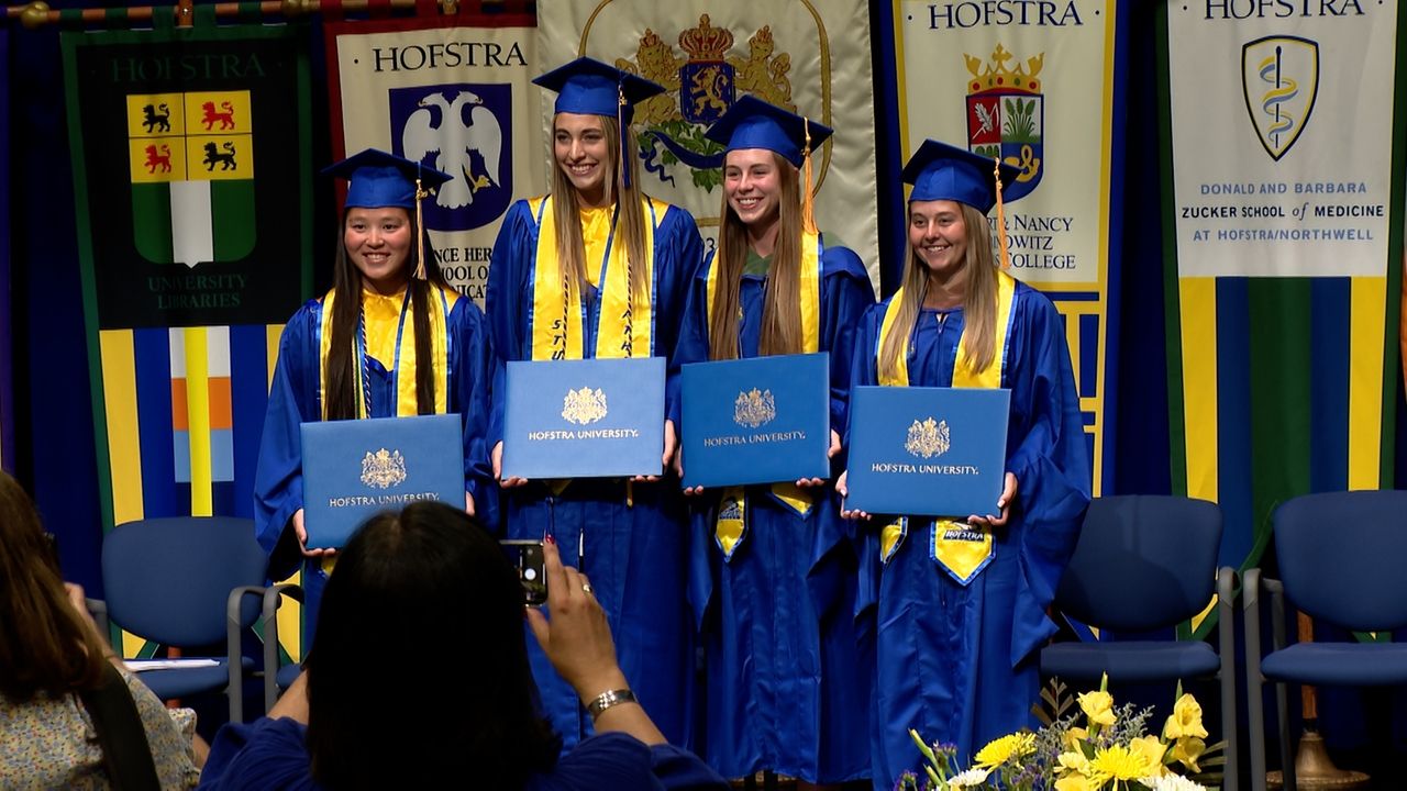 Private graduation ceremony for 4 of Hofstra's champion softballers ...