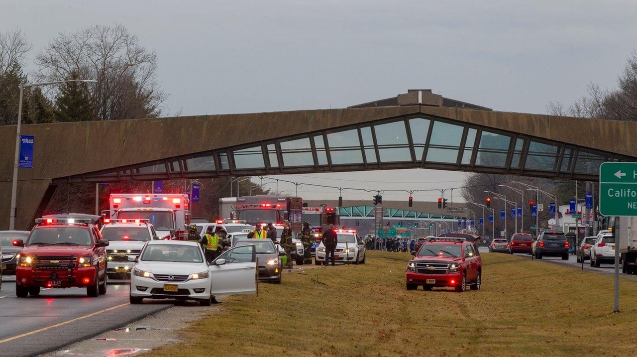 Officials: Truck hits pedestrian bridge at Hofstra University - Newsday