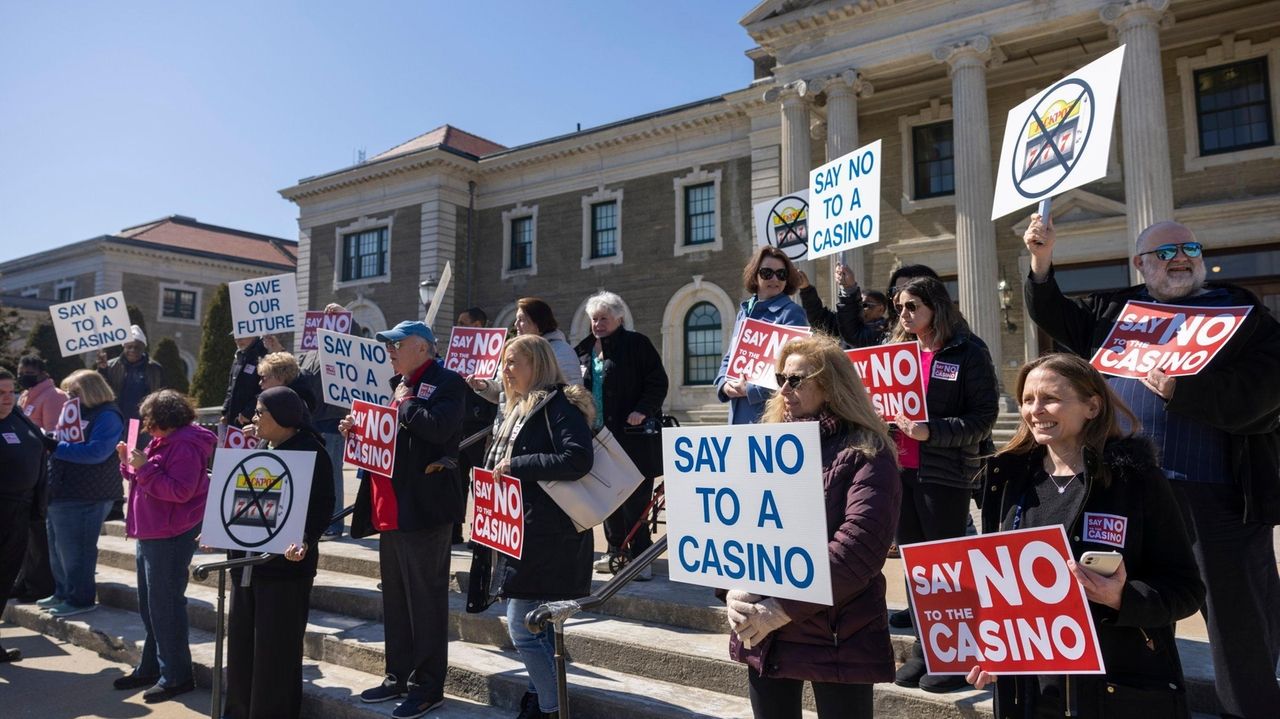 Long Islanders protest proposed Nassau Coliseum casino - Newsday