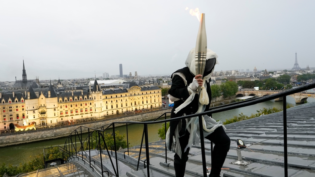 Paris Olympic torches and Dionysus crown from Seine opening ceremony up ...