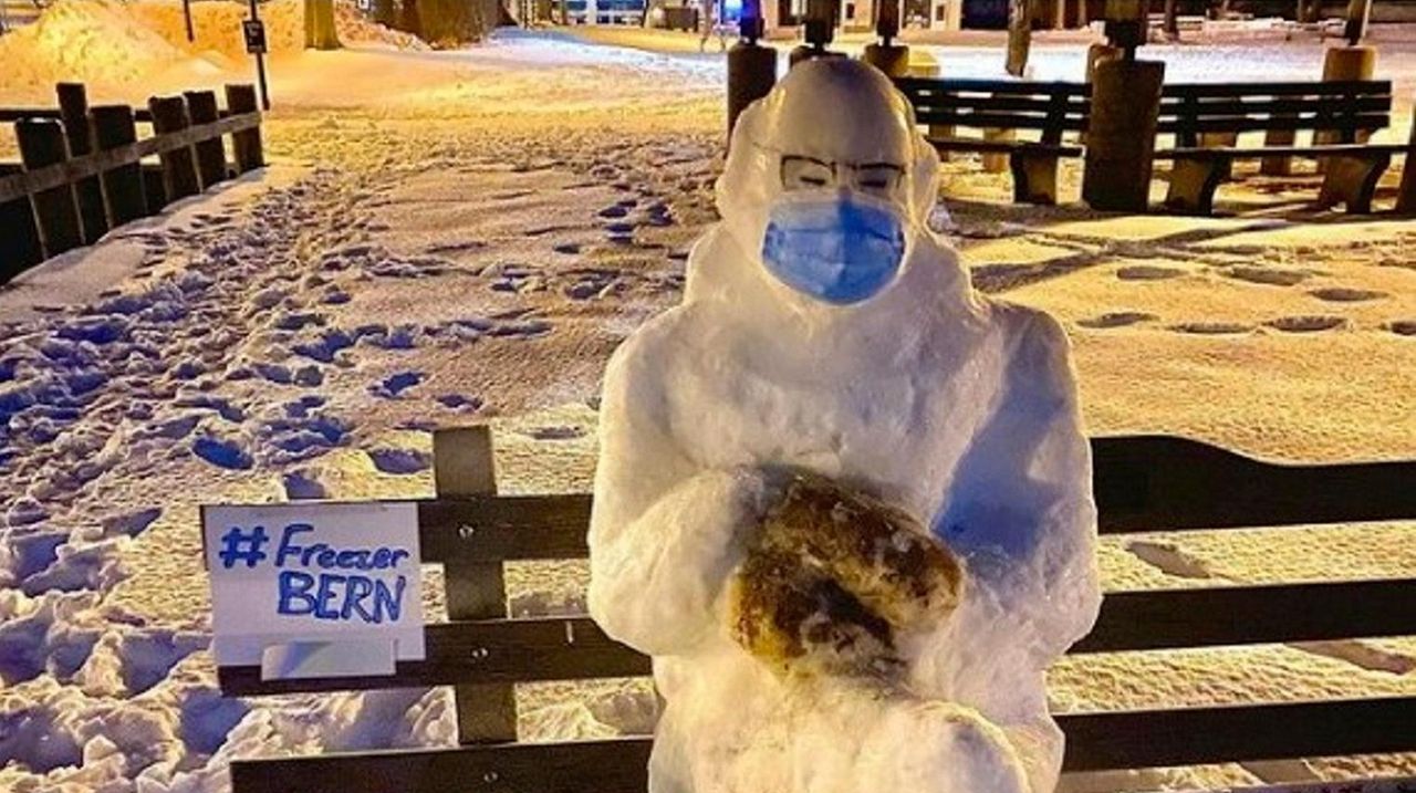 Like his namesake on Inauguration Day, Snowman Bernie chills, in ...