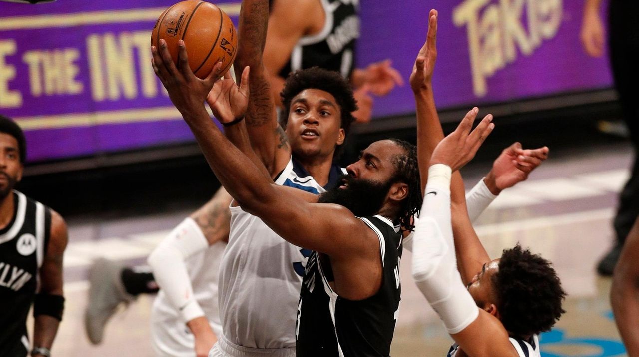 James Harden's 12th triple-double with Nets leads close win over Timberwolves - Newsday