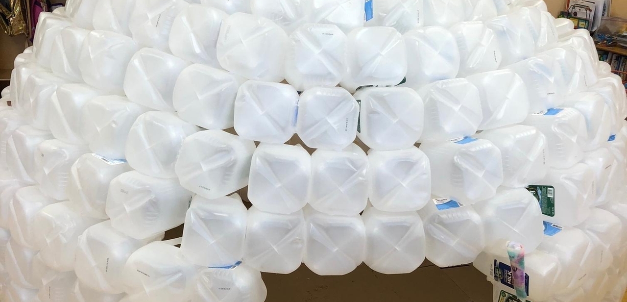Port Washington preschoolers build life-size igloo from recycled gallon ...