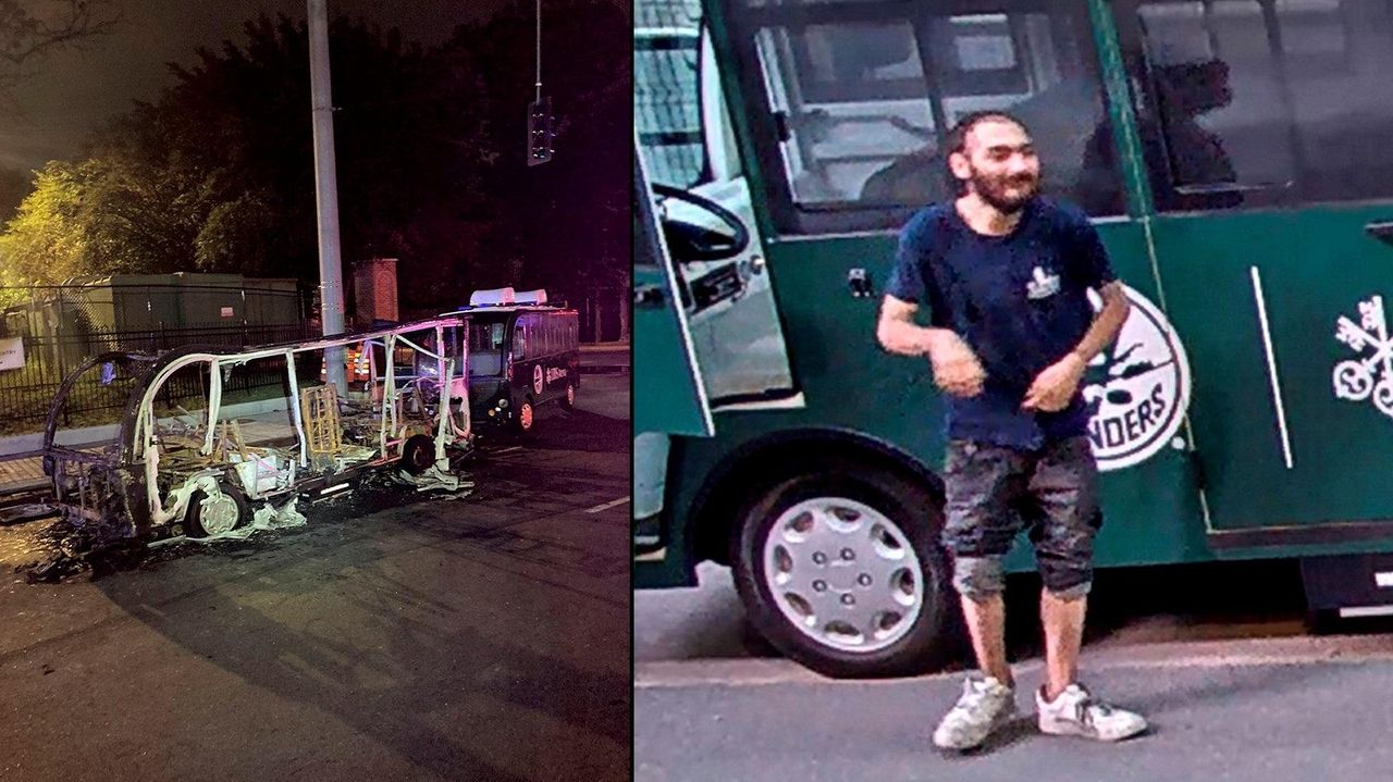 UBS Arena trolley crashes, burns after joy ride, police say - Newsday